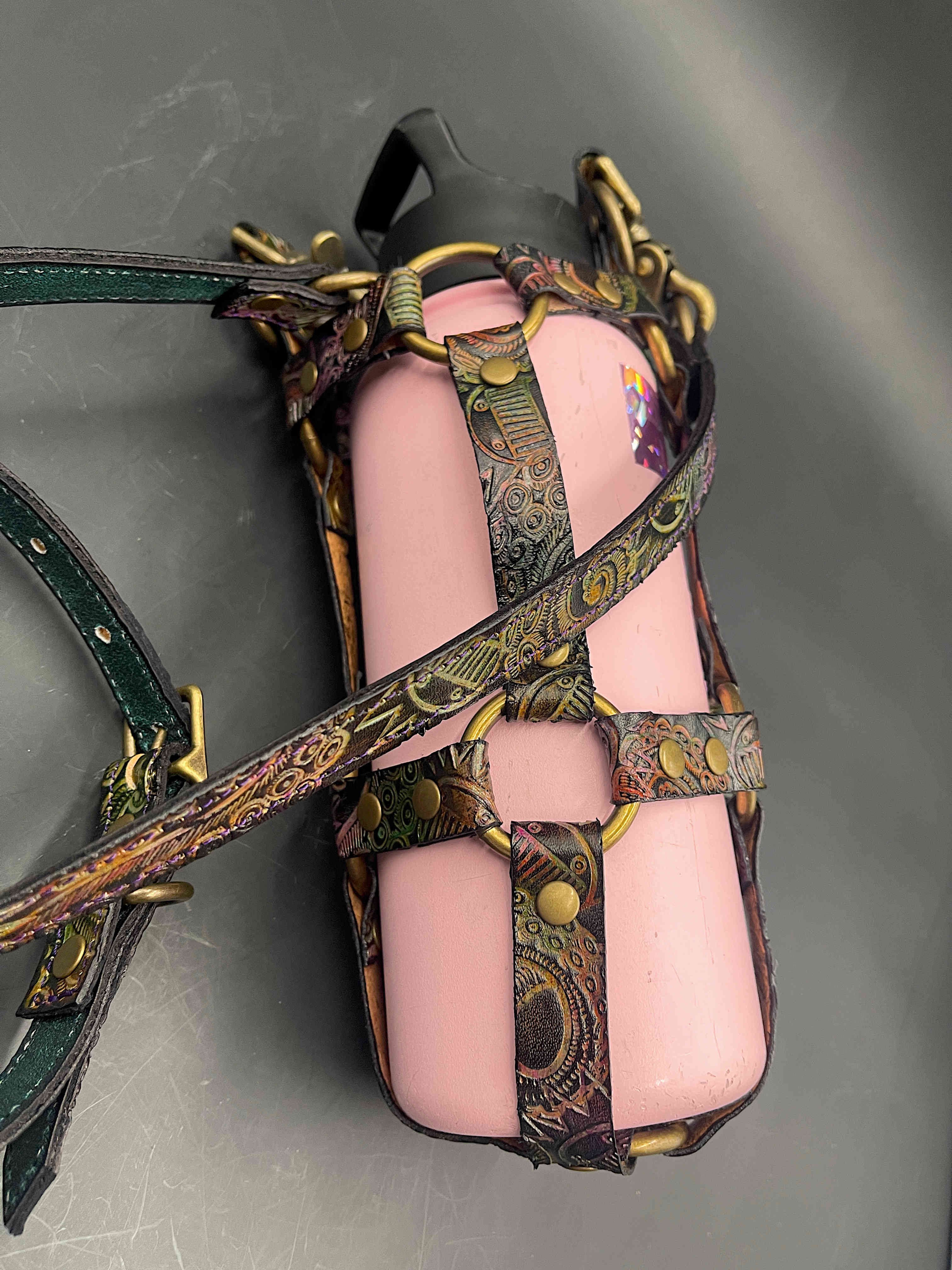 Stamped Leather Bottle Harness - Collab: Bellator Leather – Lost Sailor ...