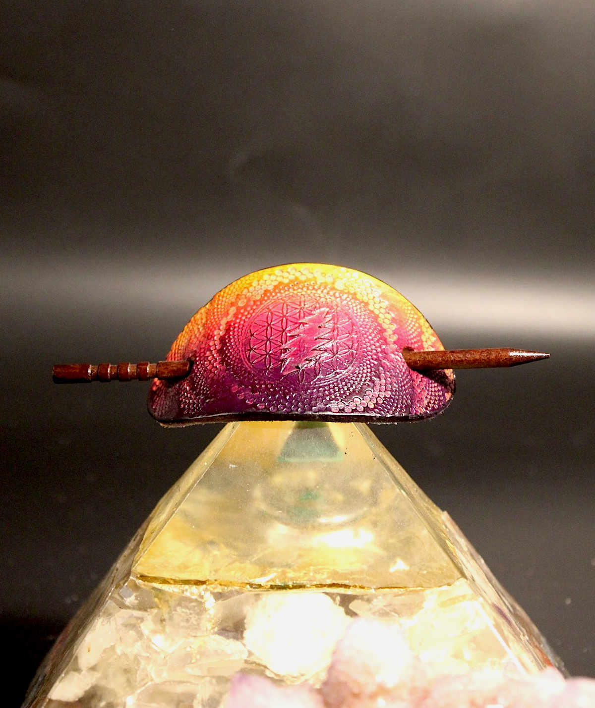 Stamped Leather Hair Barrette - GD - 13 Point Bolt – Lost Sailor Design