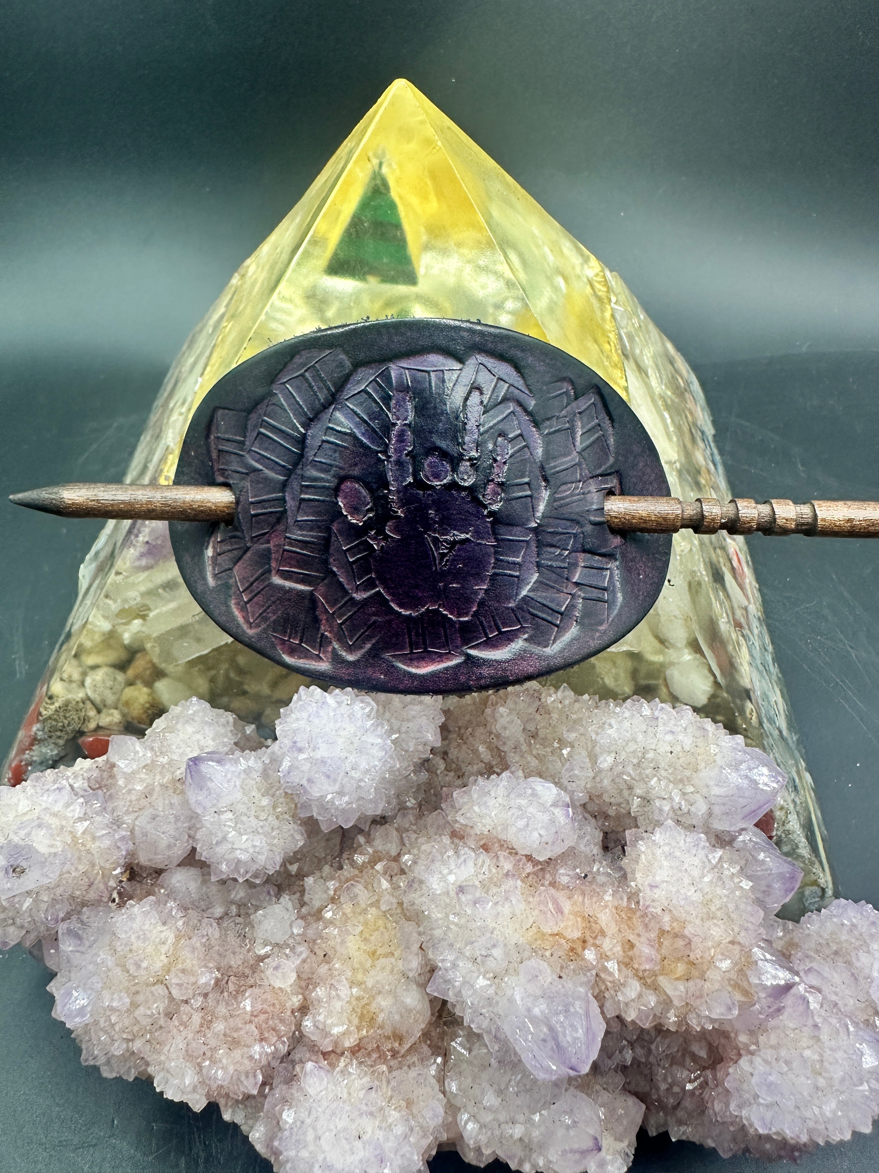 Stamped Leather Hair Barrette - GD - Jerry Hand – Lost Sailor Design