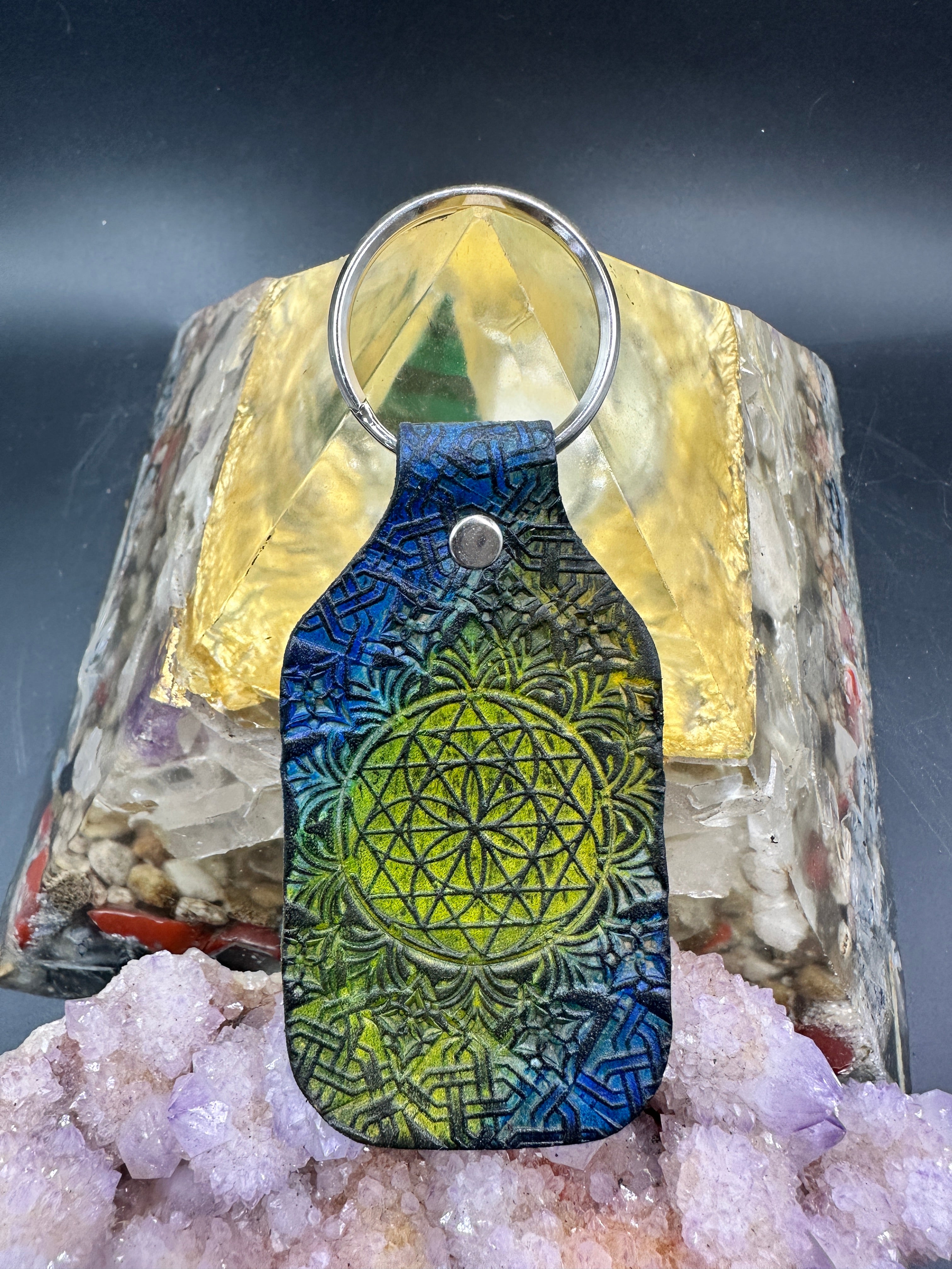 Stamped Leather Keychain - Geometric Circle Mandala – Lost Sailor Design