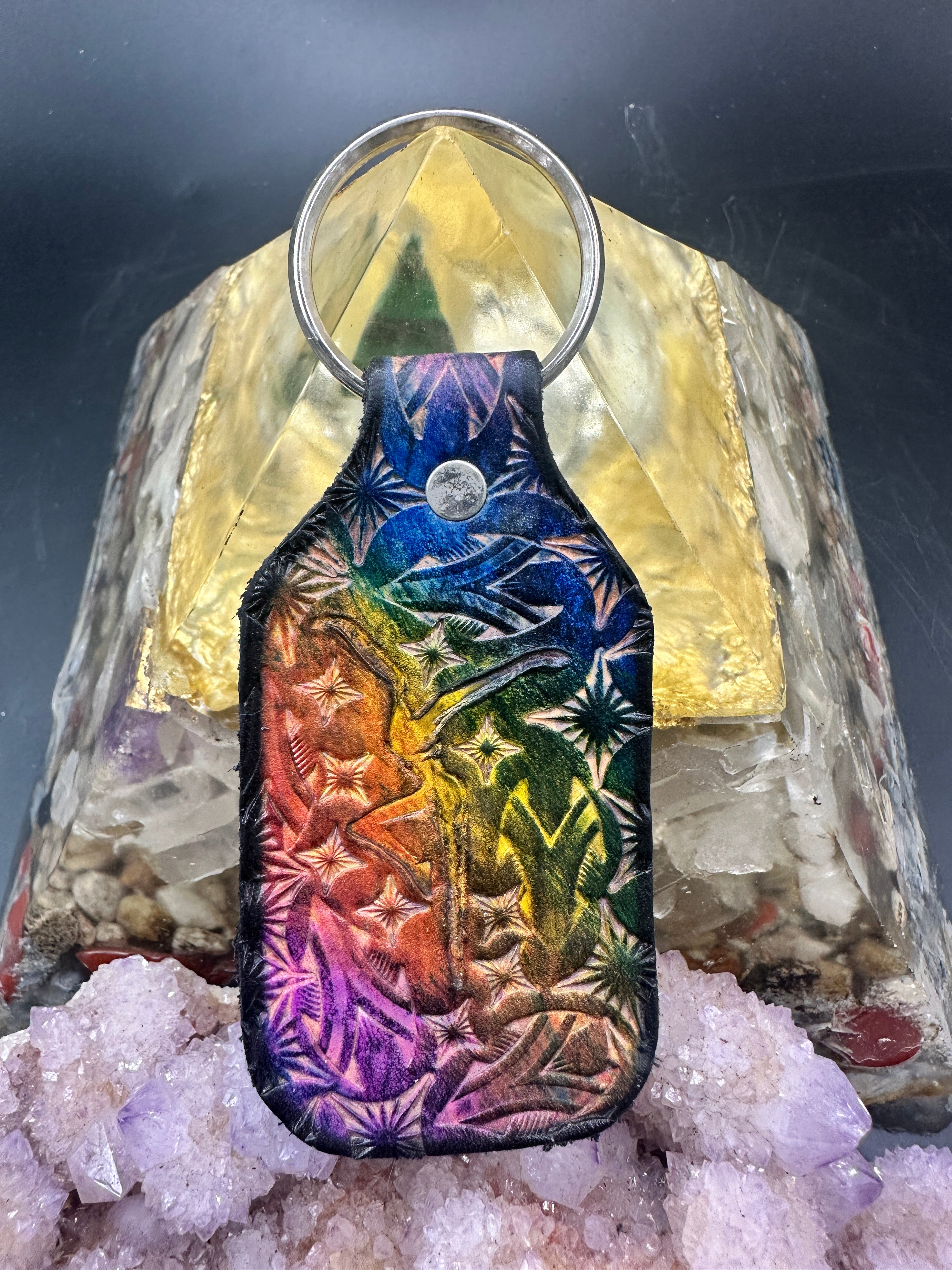 Stamped Leather Keychain - Dave Matthews Fire Dancer – Lost Sailor Design