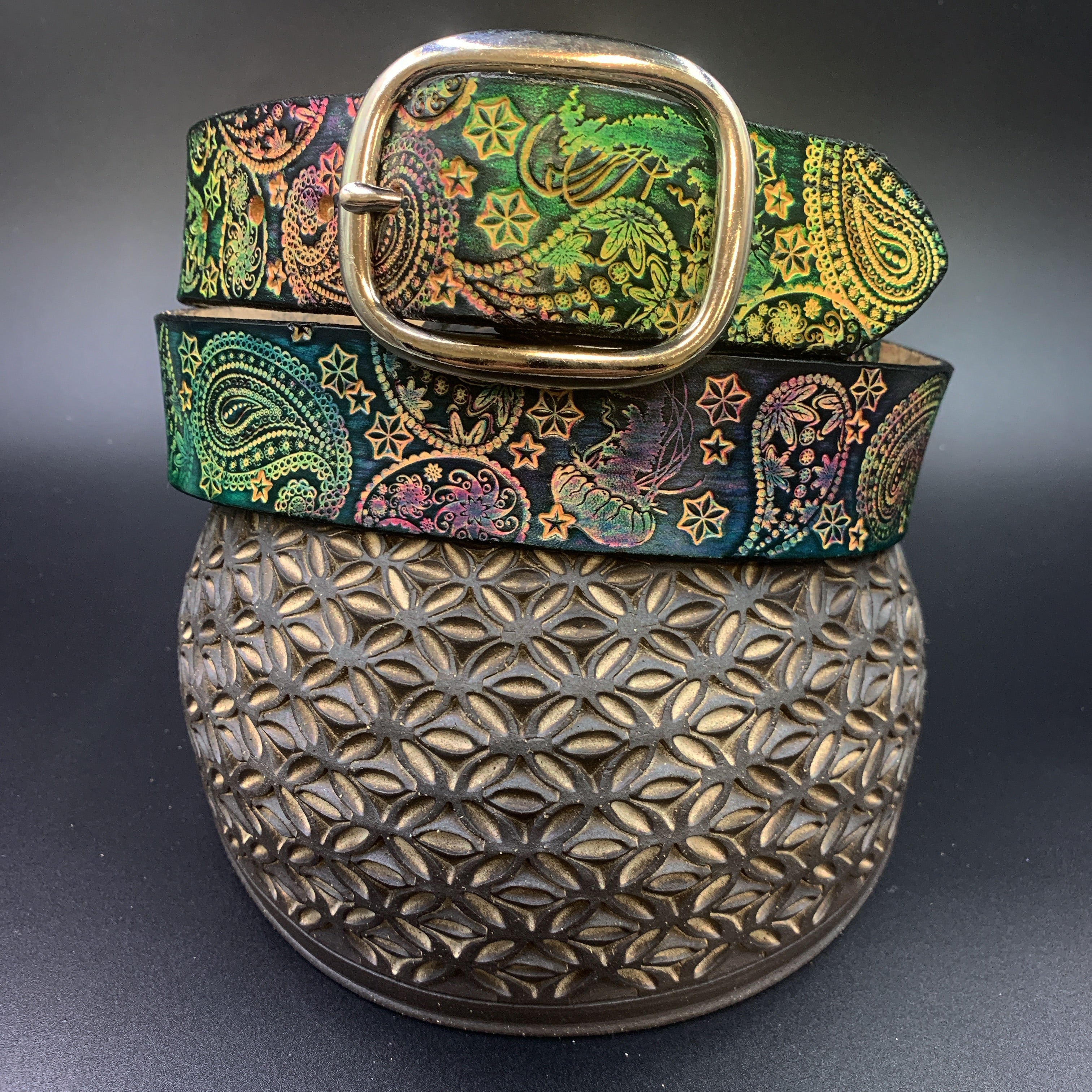 Stamped Leather Belt - Paisley – Lost Sailor Design