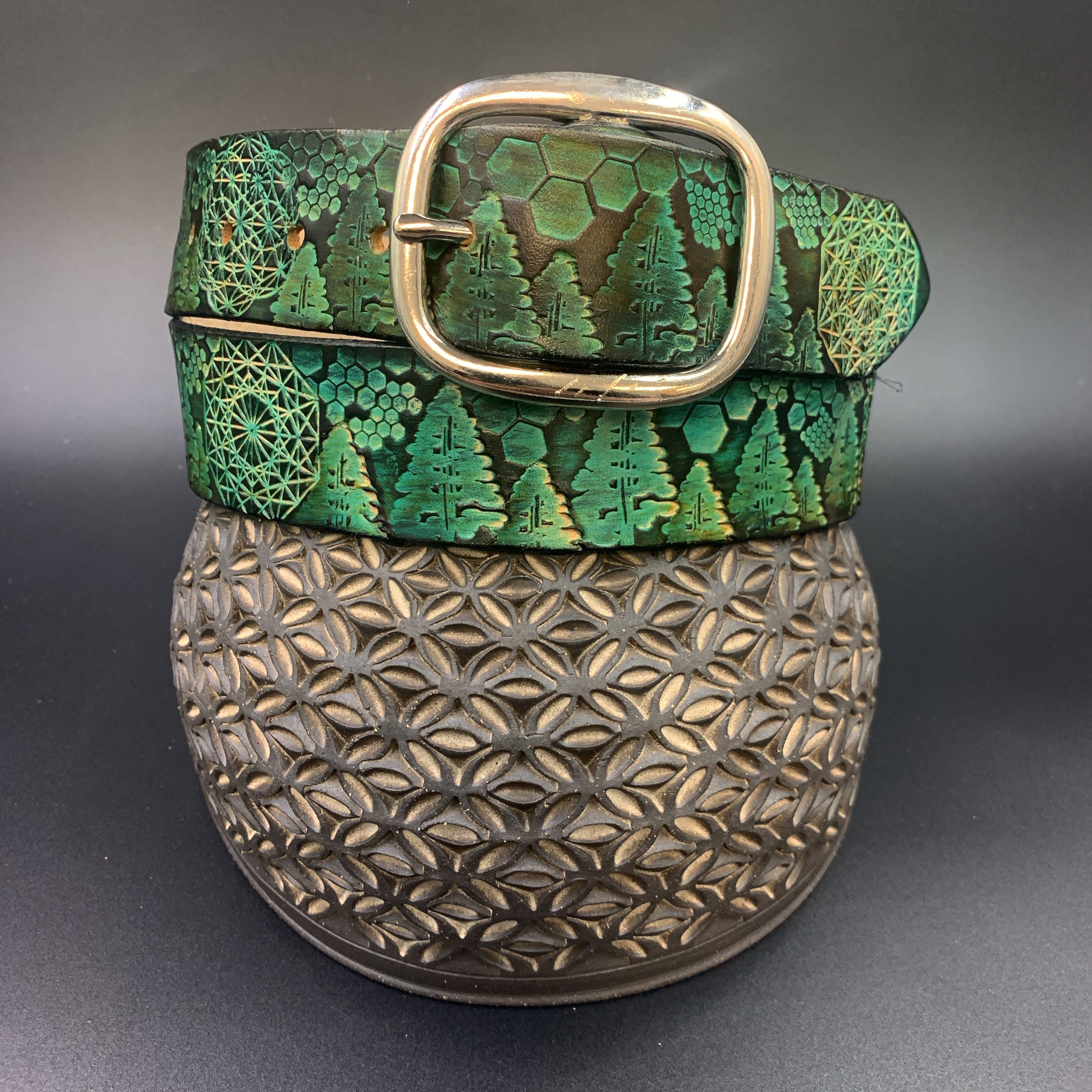 Stamped Leather Belt - Trees – Lost Sailor Design